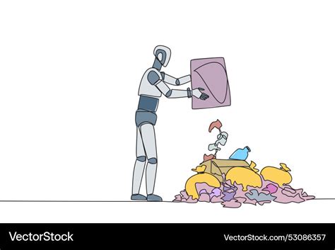 Single Continuous Line Drawing Robot Throws Vector Image