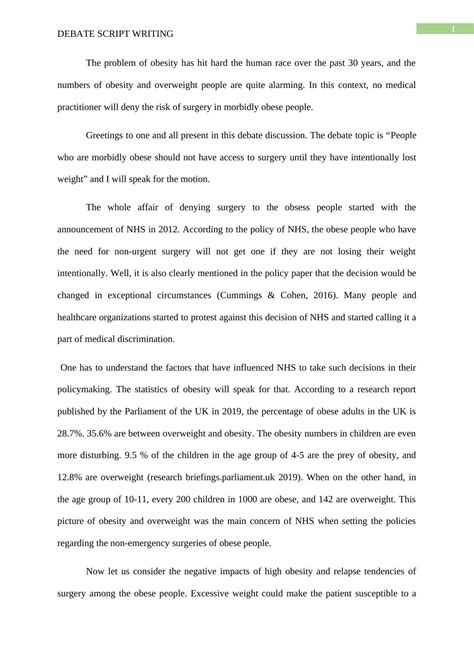 Debate Script Writing Desklib