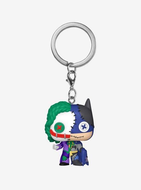 Funko Dc Comics Batman Pocket Pop Patchwork Batman The Joker Key Chain Hot Topic Exclusive