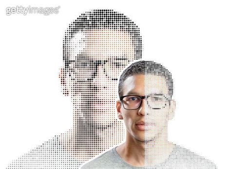 Man With Facial Recognition Technology Concept Gui For Authentication