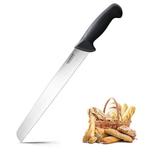 Cook N Home 10 Inch Serrated Bread Knife Wavy Edge Bread Slicer Knife