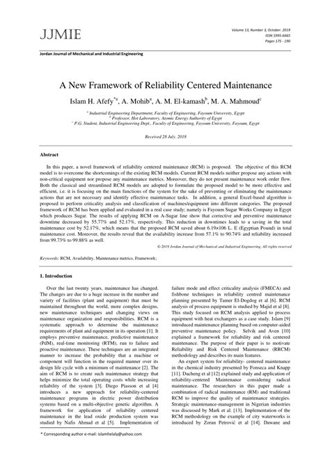 Pdf A New Framework Of Reliability Centered Maintenance