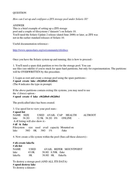 Solaris 10 Zfs Basic Example Download Free Pdf Computer
