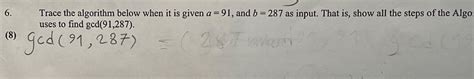 Solved Trace The Algorithm Below When It Is Given A91 And