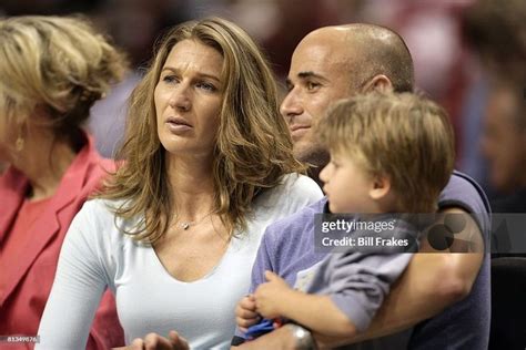 Tennis Players Steffi Graf And Andre Agassi With Son Jaden Watching