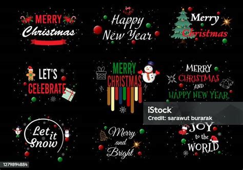 요소 라벨 기호 아이콘 개체 표지 초대장 포스터 배너 전단지 및 플래카드에 대한 메리 크리스마스 및 새해 맞이 타이포그래피 디자인 세트 겨울에 대한 스톡 벡터 아트 및 기타