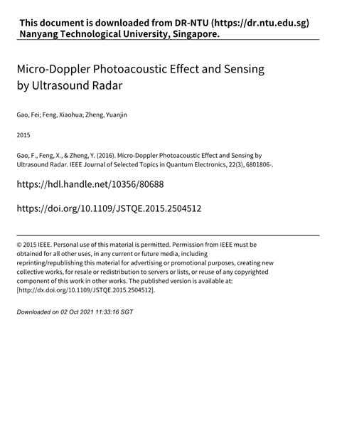 Micro‑doppler Photoacoustic Effect And Sensing By Ultrasound Radar Docslib