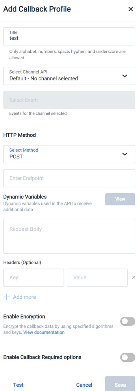 create sms callback profiles using dynamic variables