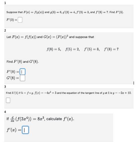 Solved Suppose That F X F G X And G 3 6 G 3 4 F 3 3 Chegg Com