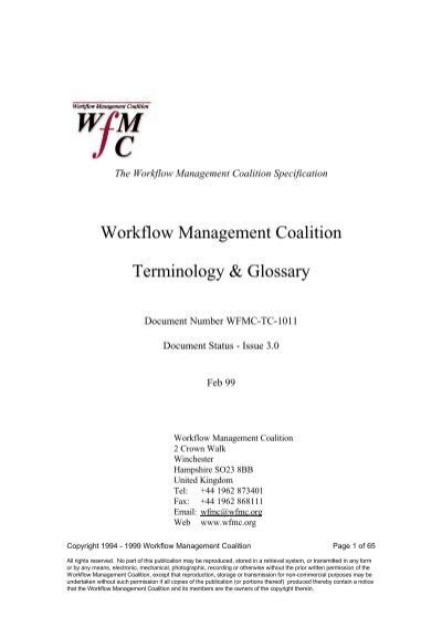 Workflow Management Coalition Terminology And Glossary