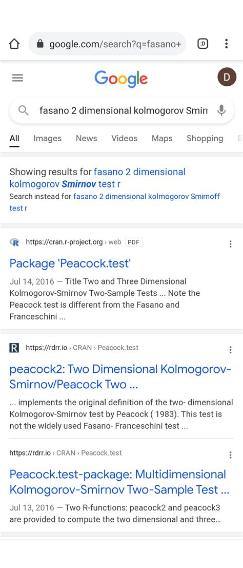 Does An R Based Implementation Of Fasano And Franceschinis 1987 2d