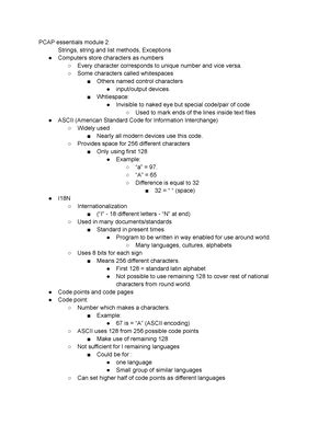 PCAP Study Docuement Notes For The PCAP Python Certification That Can Be Offered In