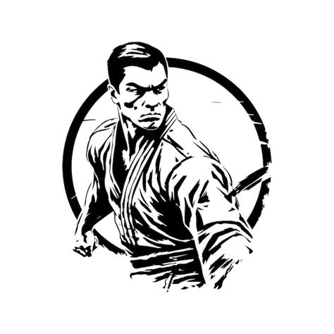 Premium Vector Athletic Martial Artist Vintage Logo Line Art Concept