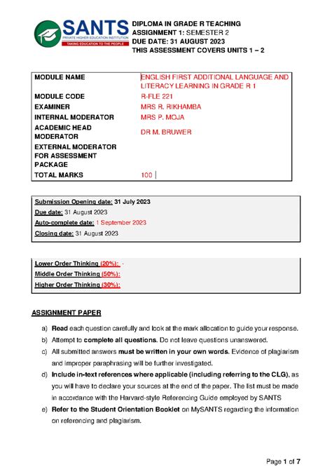 Assignment 1 Reds Always Remember To Consult Mysants Website For