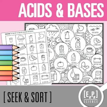 Acids And Bases Card Sort Activity Seek And Sort Science Doodle
