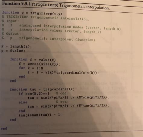 9 5 1 Compute The Trigonometric Interpolant Of The