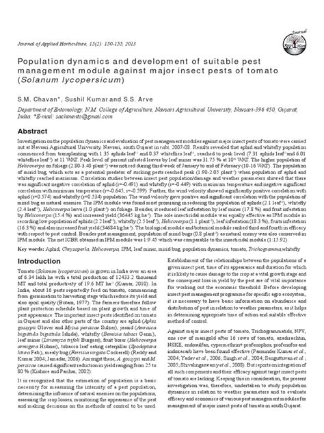 Population Dynamics And Development Of Suitable Pest Management Module