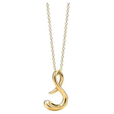 Tiffany And Co Elsa Peretti 18k Gold Letter S Pendant Necklace For