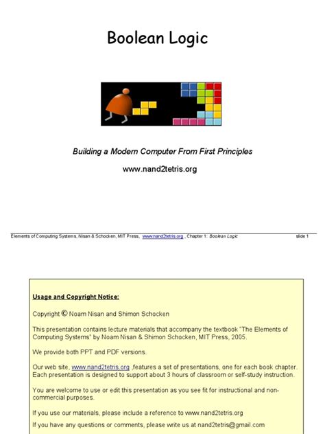 lecture 01 boolean logic pdf teaching methods and materials computers