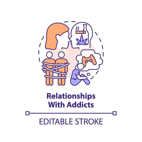 2d Editable Thin Line Icon Relationships With Addicts Concept Isolated Vector Multicolor