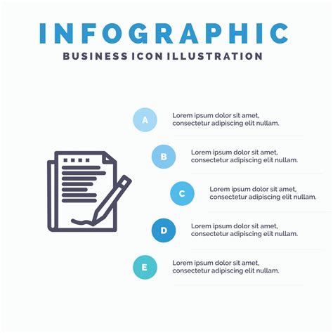 agreement report form layout paper line icon with 5 steps presentation