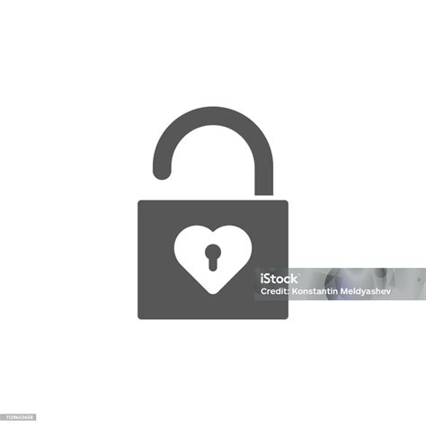 오픈 심장 자물쇠 아이콘입니다 간단한 문자 발렌타인 Ui Ux 웹사이트 및 모바일 응용 프로그램에 대 한 사랑 아이콘의 평면 벡터 선물에 대한 스톡 벡터 아트 및 기타