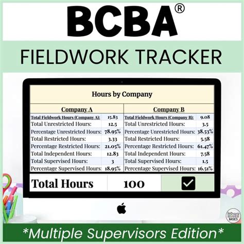 Bcba® Fieldwork Tracker Supervision Hours Log Aba Multiple Supervisors