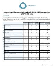 Discover Your Personality Traits With The IPIP NEO 120 Assessment Course Hero