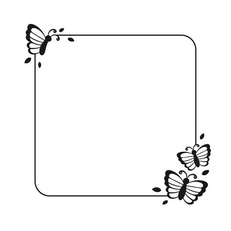 Cute Square Butterfly Frame Silhouette Spring Summer Border Vector