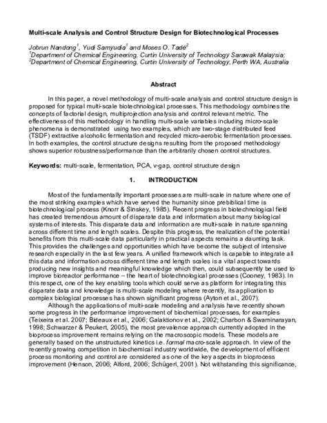 Pdf Multi Scale Analysis And Control Structure Design For