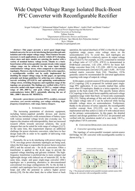 Pdf Wide Output Voltage Range Isolated Buck Boost Pfc Converter With