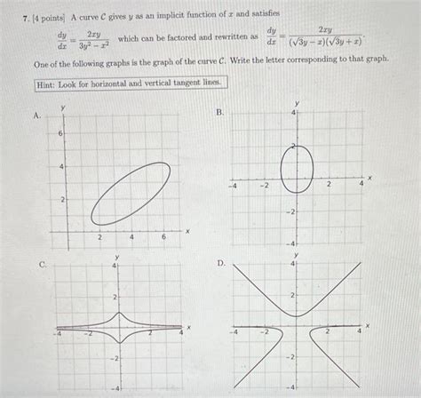 Solved 7 4 Points A Curve C Gives Y As An Implicit