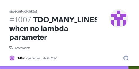 Too Many Lines In Lambda When No Lambda Parameter · Issue 1007 · Saveourtool Diktat · Github