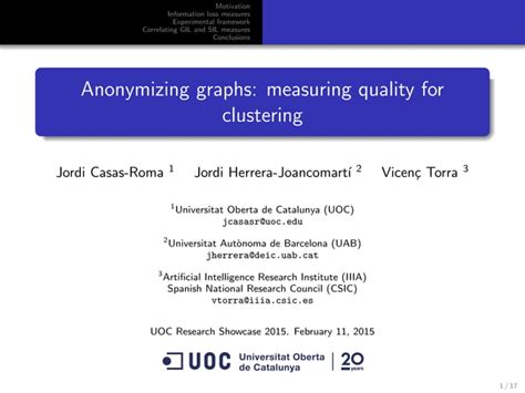anonymizing graphs measuring quality for clustering ppt