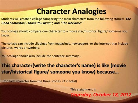 Character Analogies Ppt