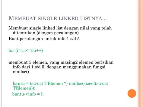 PPT CARA MEMBUAT SINGLE LINKED LIST DENGAN BORLAND C PowerPoint Presentation ID