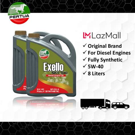 Pertua Exello Sky 100 Fully Synthetic Diesel Engine Oil 5w 40 8 Liters