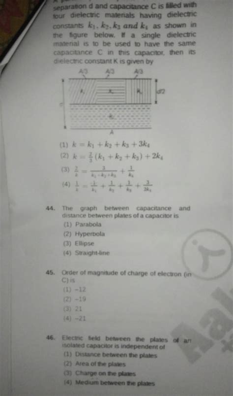the graph between capacitance and distance between plates of a capacitor