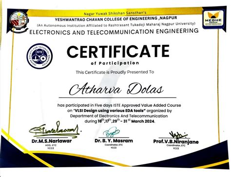 Atharva Dolas On Linkedin Vlsi Eda Chipdesign Certification
