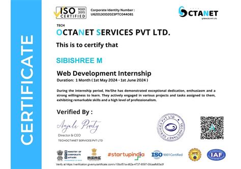 Sibishree M On Linkedin Internship Webdevelopment Grateful Learningjourney Octanetservices