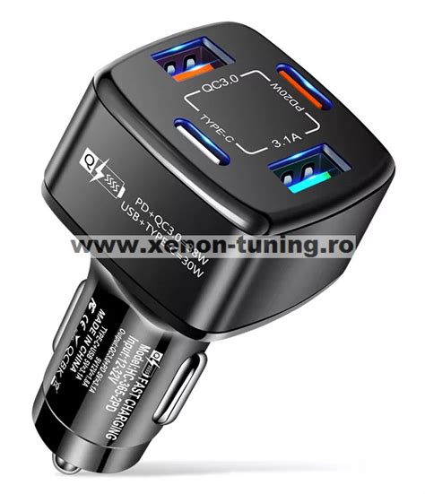 Incarcator Auto 12 24v Fast Charge Cu Port Pd 20w Si Qc3 0 1