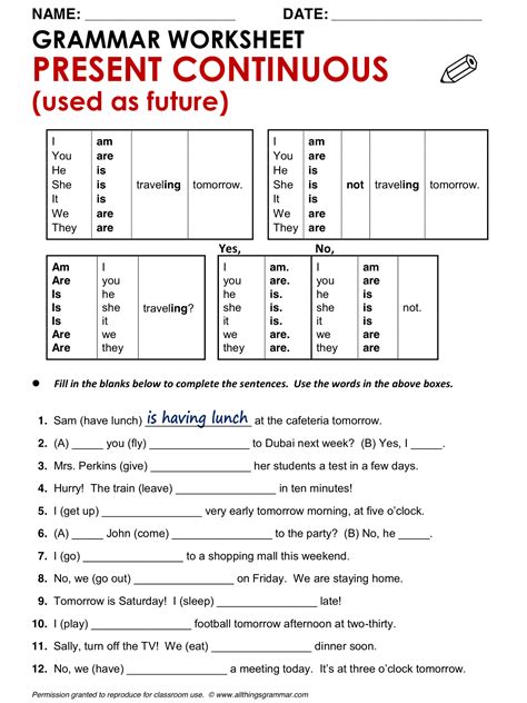 Future Simple Present Continuous Exercises