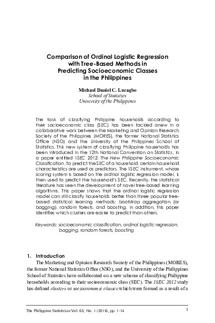 pdf comparison of ordinal logistic regression with tree based methods