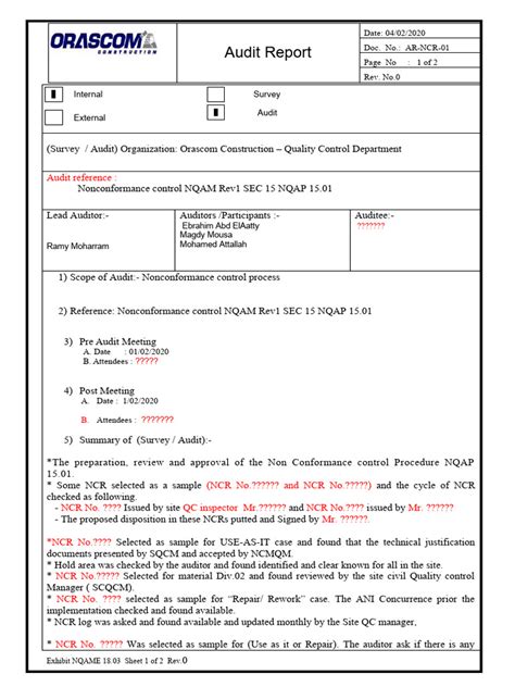 Ncr 01 Audit Report Pdf Auditors Report Audit