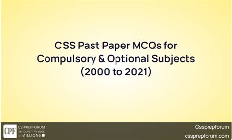 CSS Past Paper MCQs For Compulsory CSSPrepForum