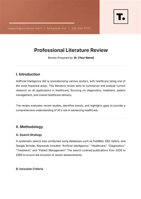 Free Literature Review Templates To Edit Online And Print