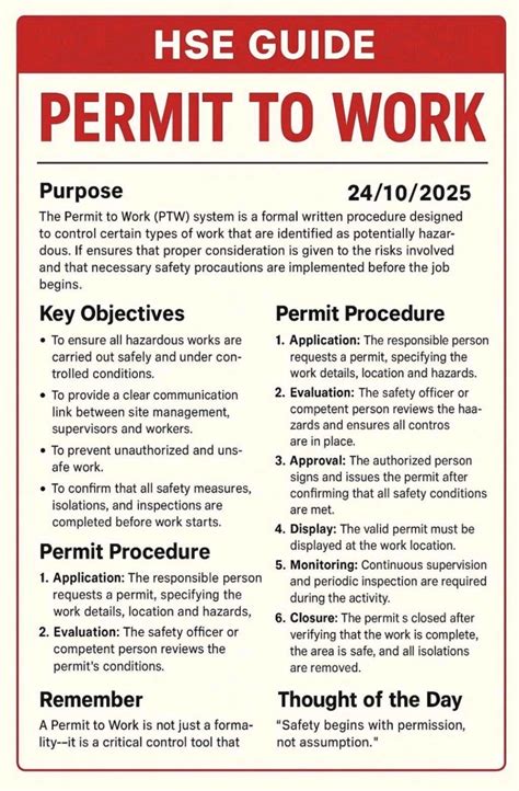 Hse Guide Permit To Work Ptw
