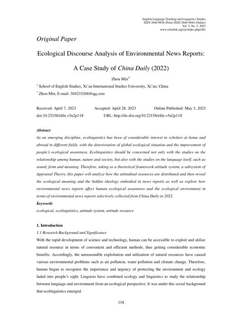 Pdf Ecological Discourse Analysis Of Environmental News Reports A