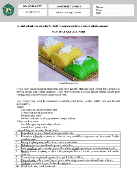 Yuk Simak Teks Prosedur Membuat Makanan Tradisional Terlengkap Catatan Gantar
