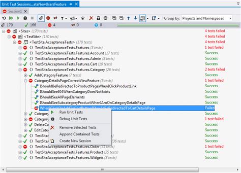 c how to navigate to feature file from resharper test session window